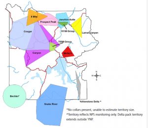 Wolf pack territories in Grand Teton and Yellowstone National Parks and ...