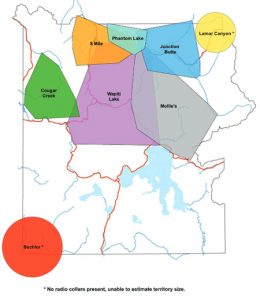 Wolf pack territories in Grand Teton and Yellowstone National Parks and ...