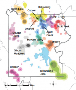 Wolf pack territories in Grand Teton and Yellowstone National Parks and ...