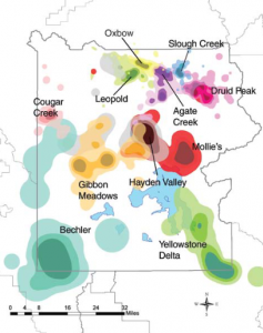 Wolf pack territories in Grand Teton and Yellowstone National Parks and ...