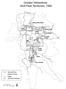 Wolf pack territories in Grand Teton and Yellowstone National Parks and ...