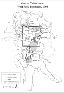 Wolf pack territories in Grand Teton and Yellowstone National Parks and ...
