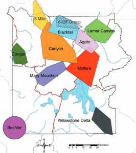 Wolf pack territories in Grand Teton and Yellowstone National Parks and ...