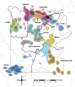 Wolf pack territories in Grand Teton and Yellowstone National Parks and ...