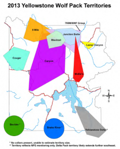 Wolf pack territories in Grand Teton and Yellowstone National Parks and ...