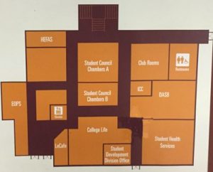 locations of offices in the De Anza College Campus Center – Mary Donahue